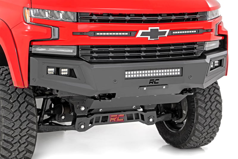 High Clearance Front Bumper LED Lights Skid Plate Chevy Silverado 1500 19 22 Rough Country