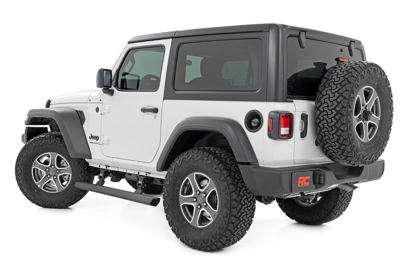 Rough Country 2018 2025 Jeep Wrangler JL 2 Door Power Running Boards Dual Electric Motor 2 Door